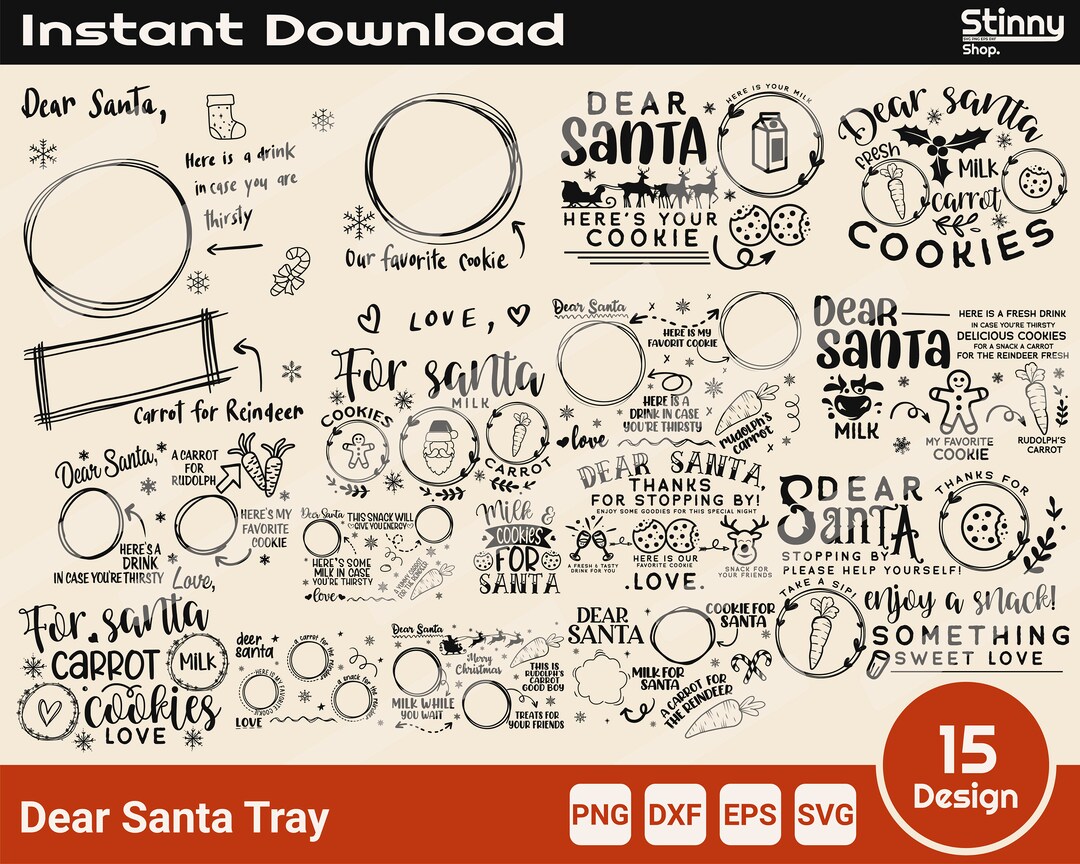 Dear Santa Tray Bundle, Santa Cookies, Christmas Svg Bundle, Cookies ...