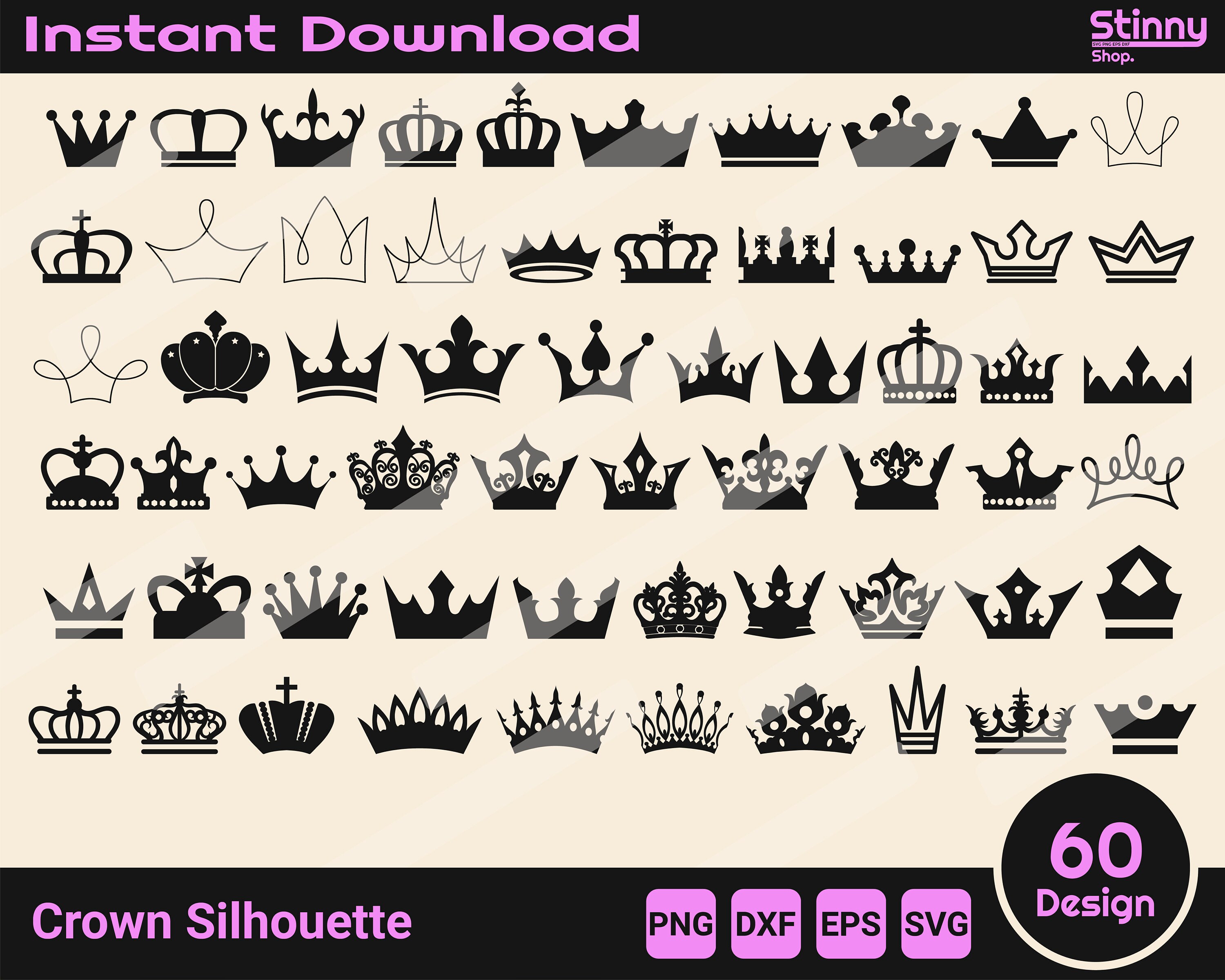 Crown Silhouette Bundle Crown Svg Bundle King Crown Svg - Etsy