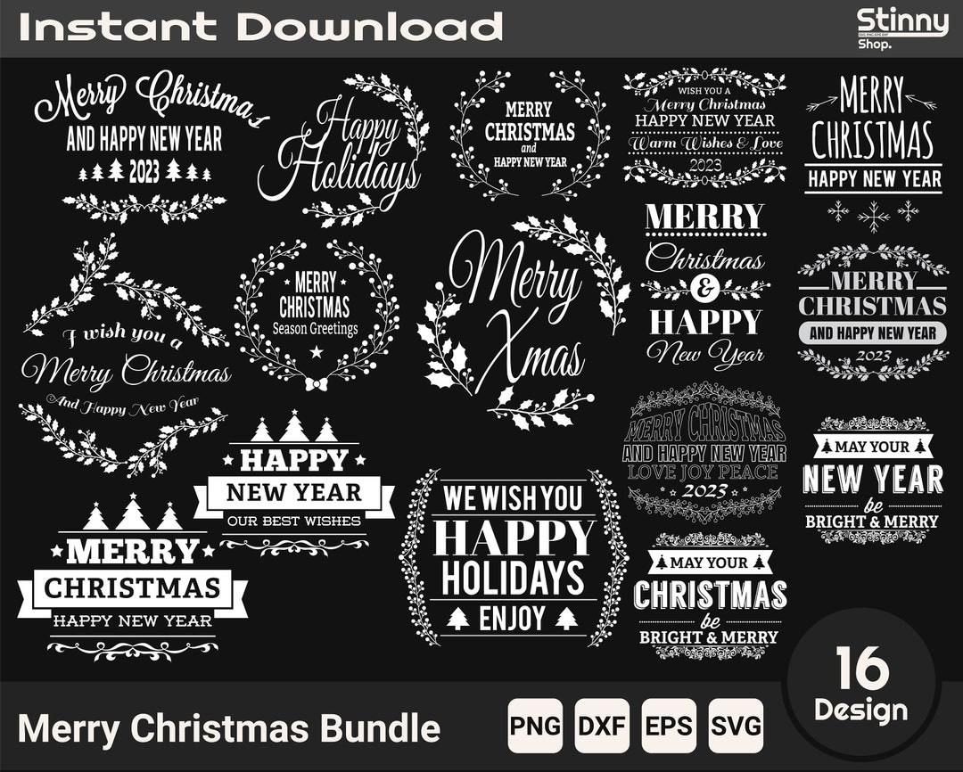 Merry Christmas Bundle, Happy New Year Svg, Xmas Print, T-shirt Print ...