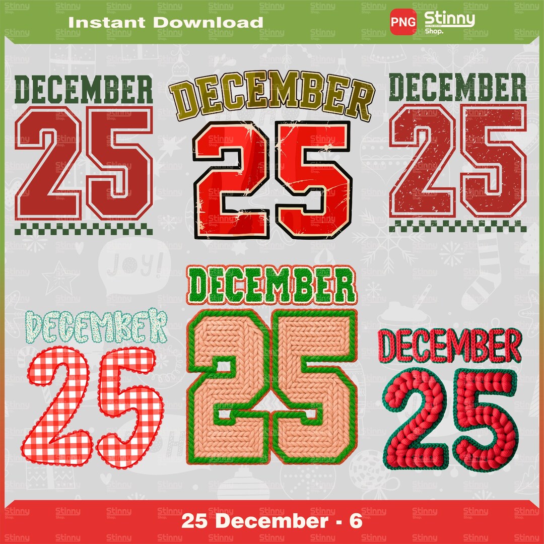 December 25 Png, 25 Christmas Png, December 25th Png, Distressed ...