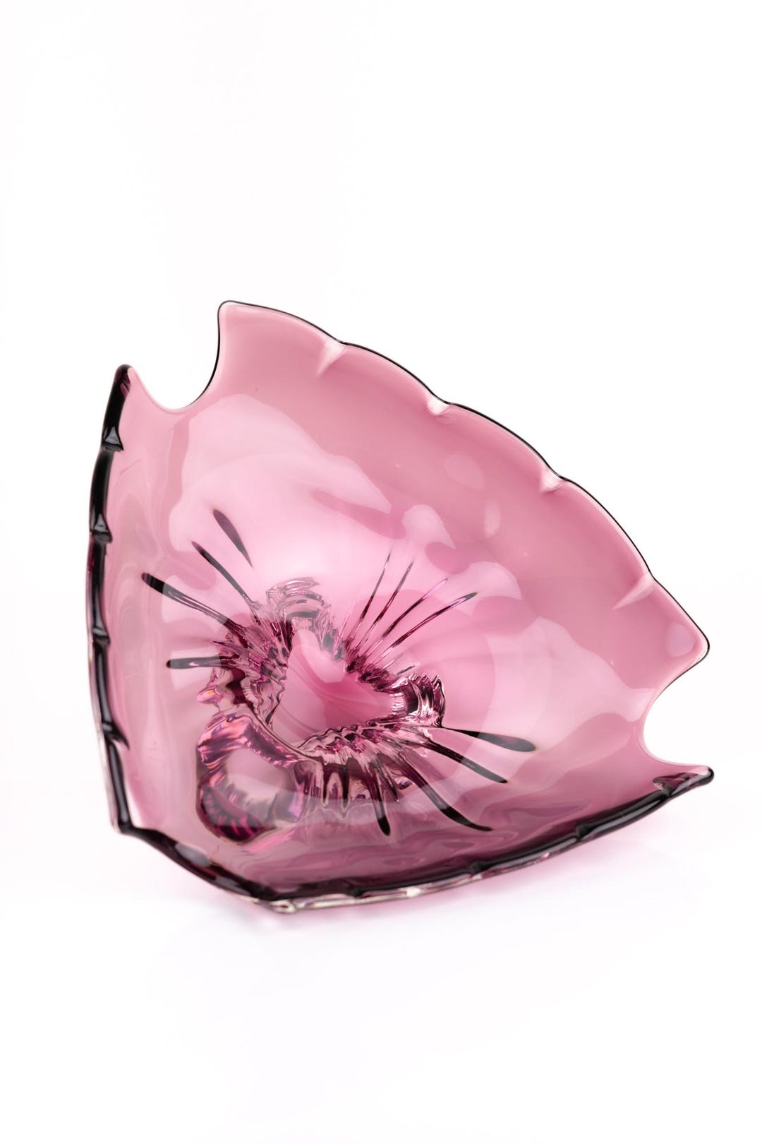 XXL Opulent Glass Bowl Purple Ruby Glass Murano Style Mid Century Boho ...