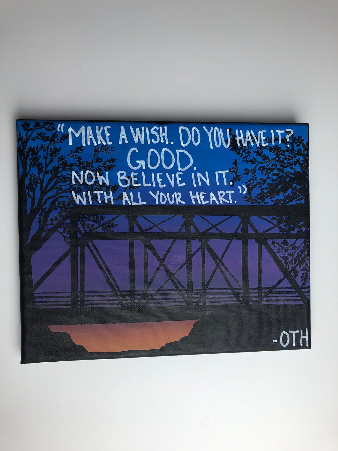 One Tree Hill Sunset Bridge Painting | Etsy