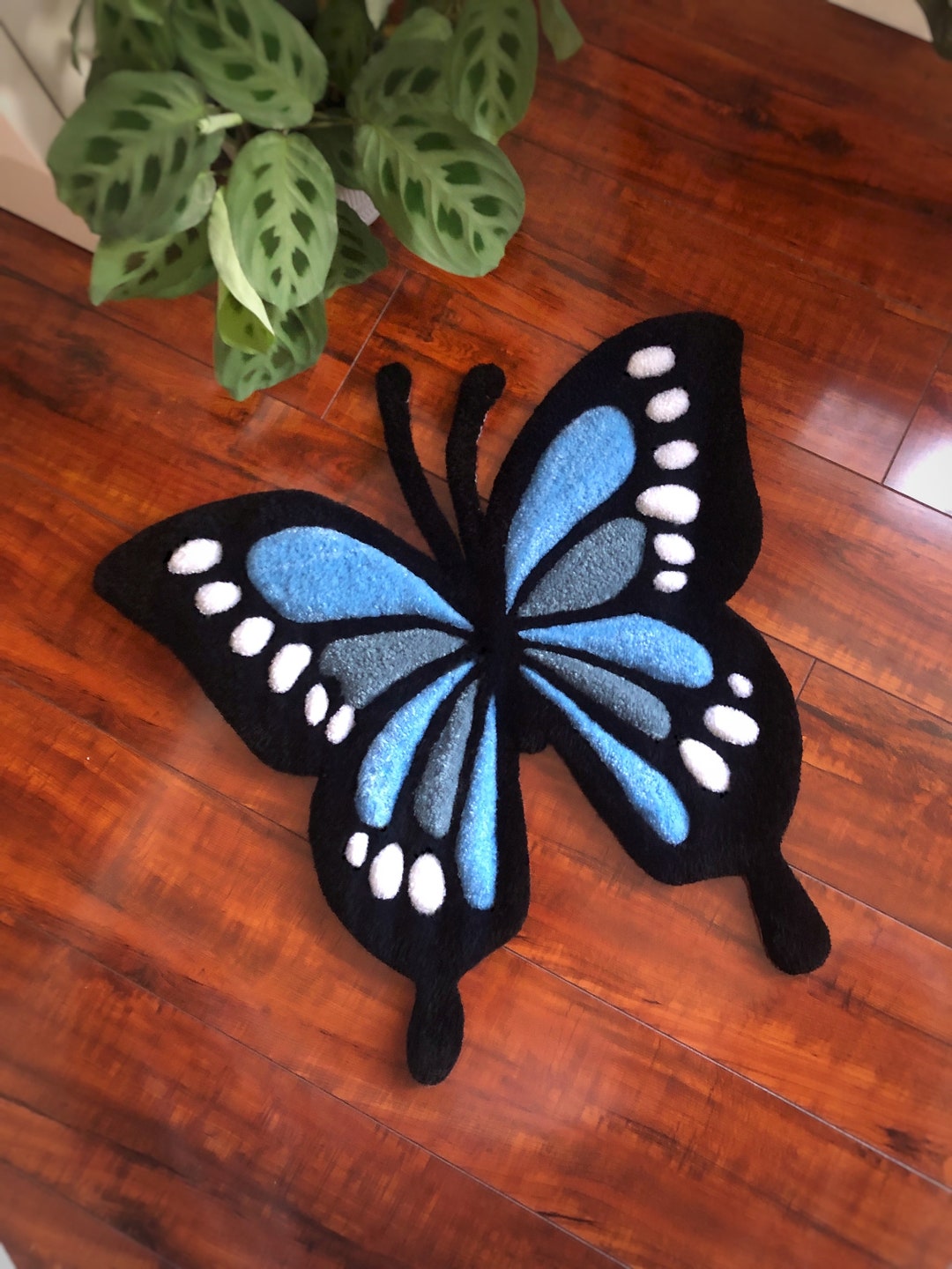 Blue Butterfly Tufted Rug 100% Handmade Soft and Fluffy - Etsy