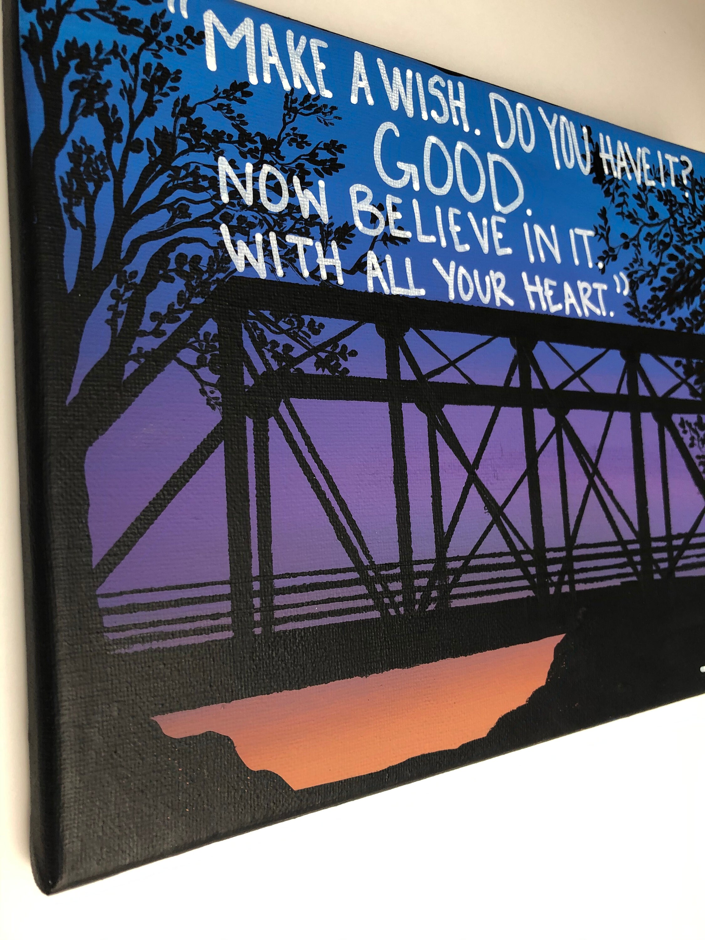 One Tree Hill Sunset Bridge Painting | Etsy