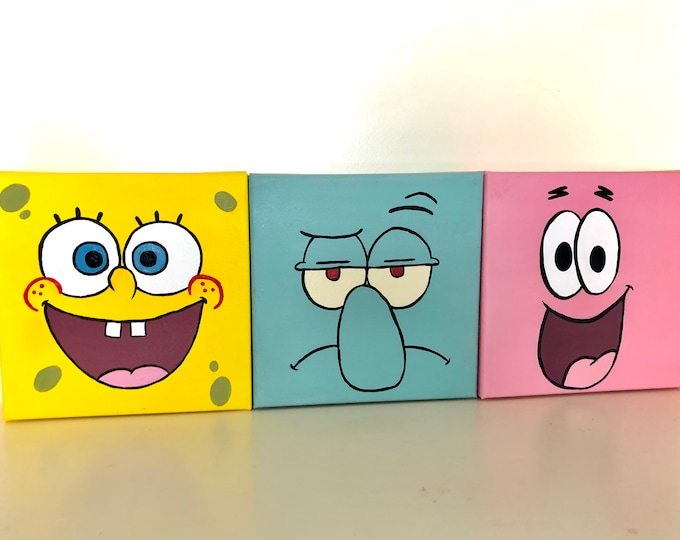 Spongebob Squarepants Patrick Squidward Acrylic Painting - Etsy