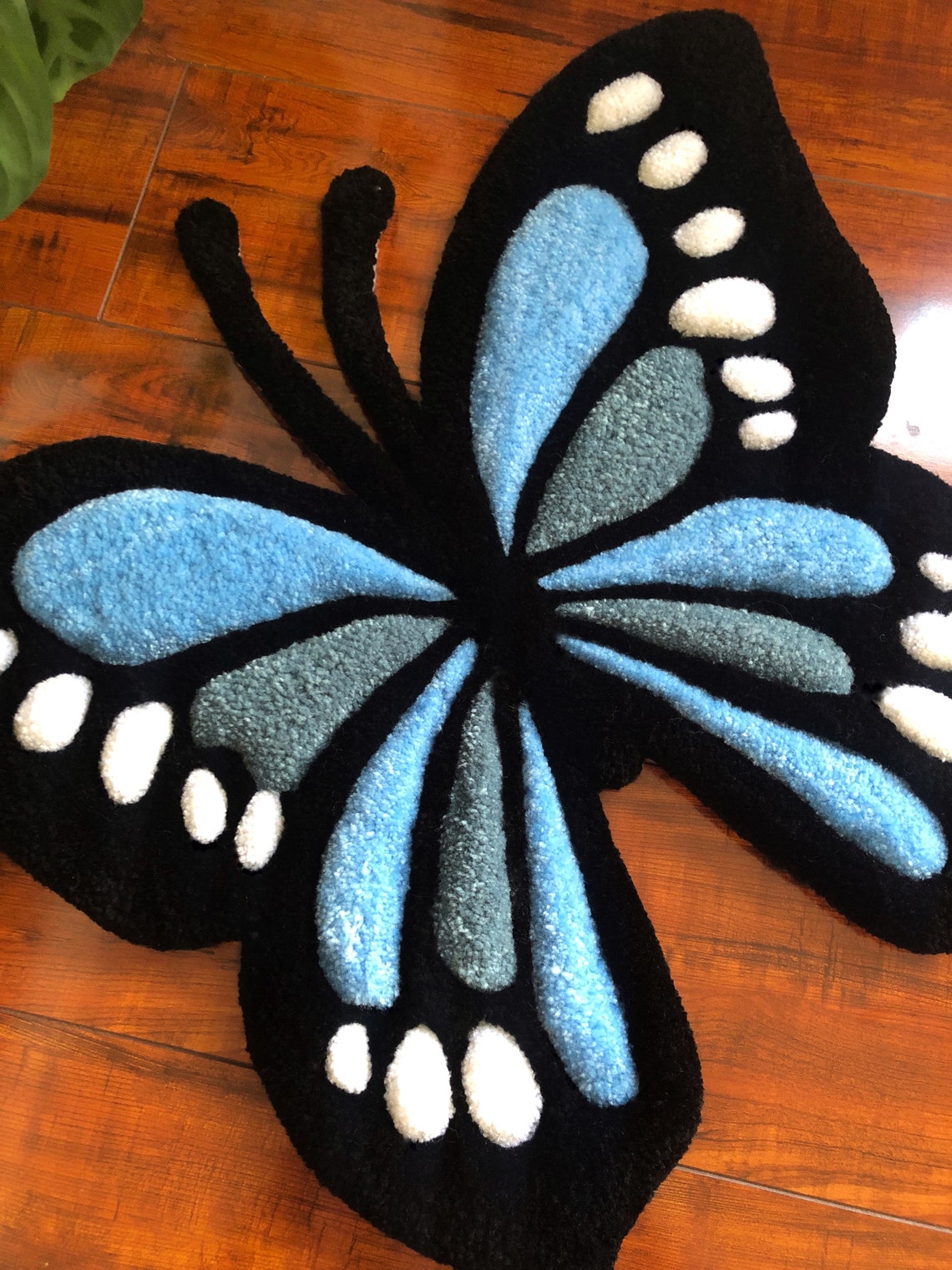 Blue Butterfly Tufted Rug 100% Handmade Soft and Fluffy - Etsy
