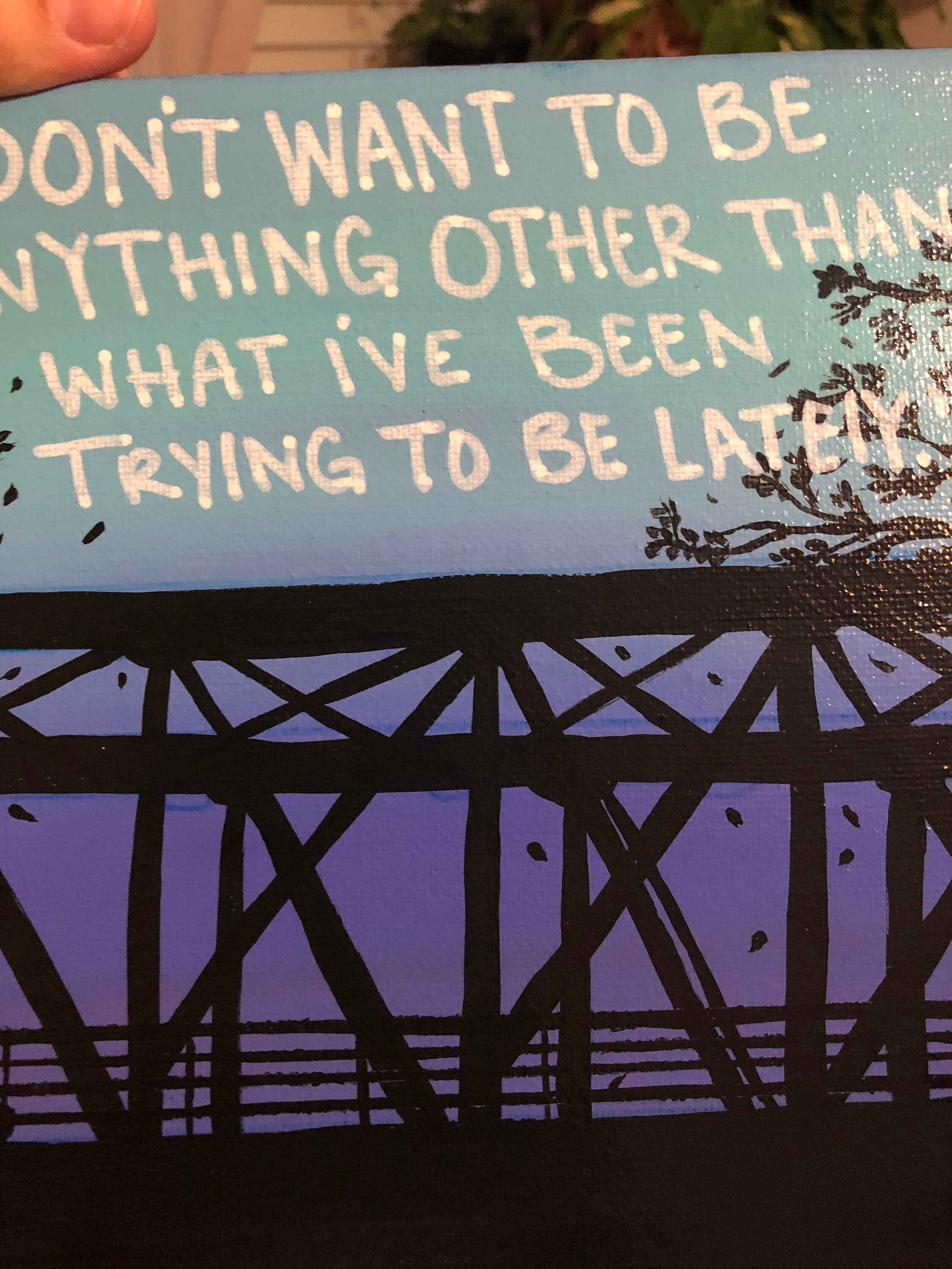 One Tree Hill Sunset Bridge Painting | Etsy