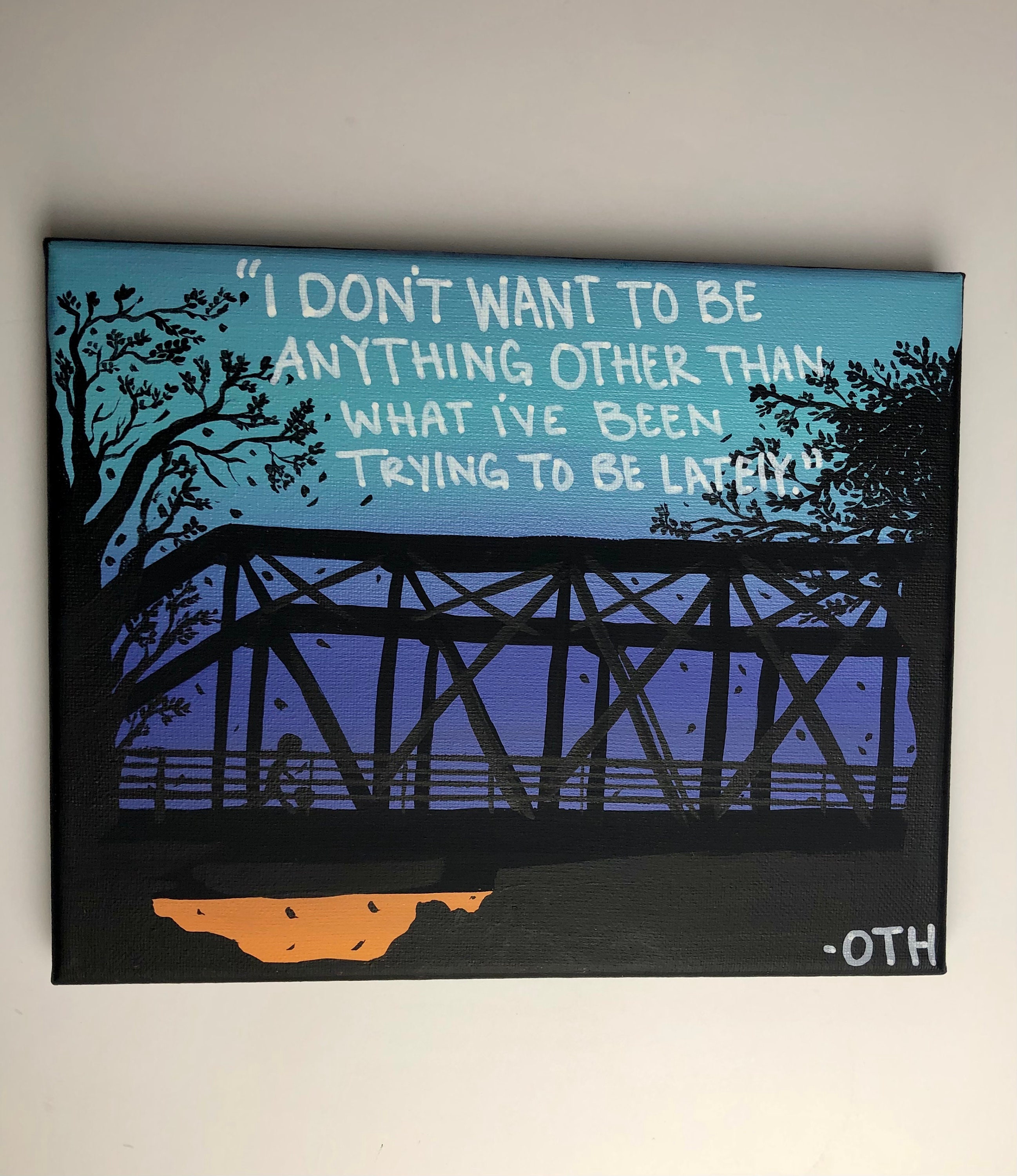 One Tree Hill Sunset Bridge Painting | Etsy