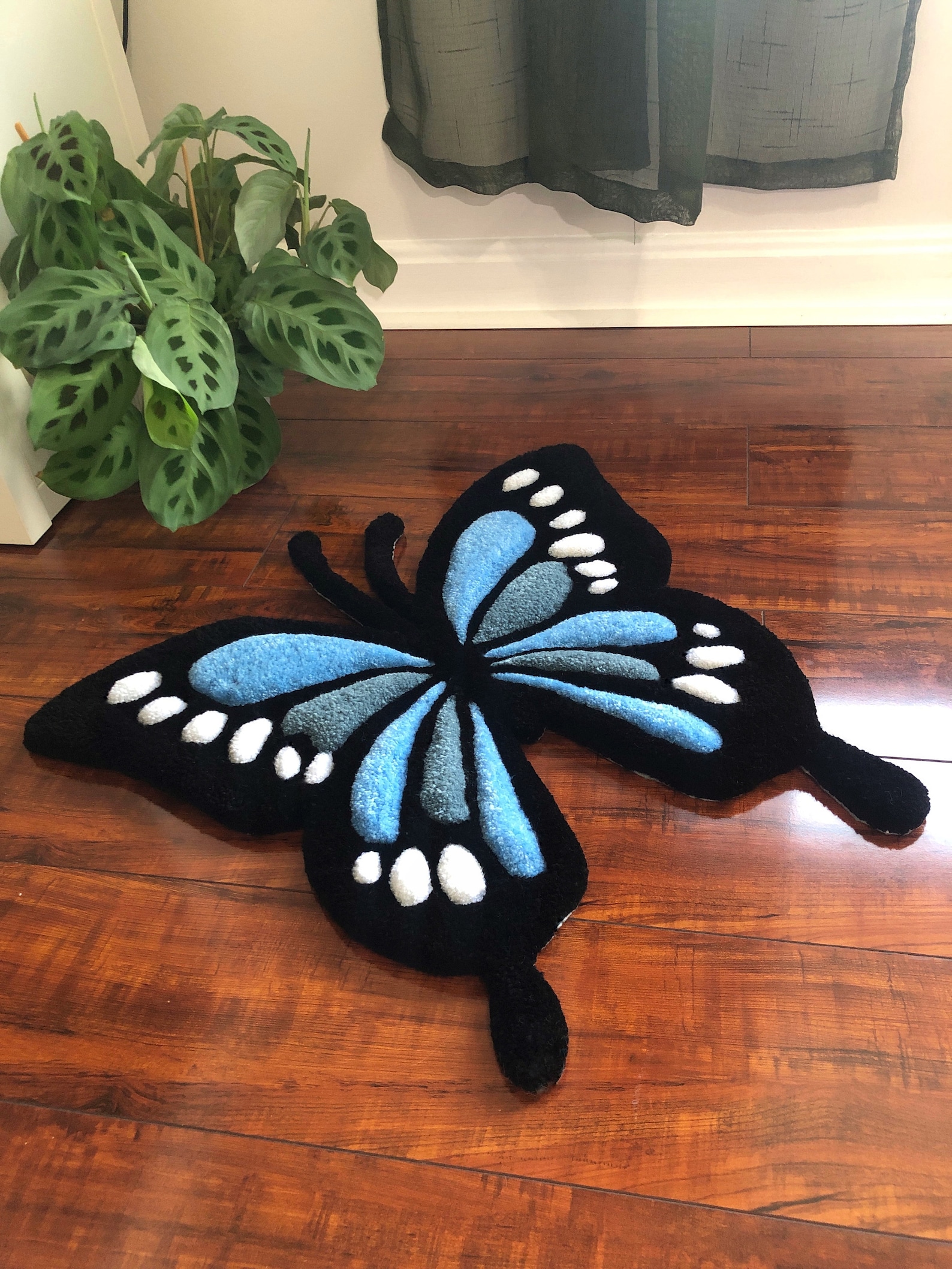 Blue Butterfly Tufted Rug 100% Handmade Soft and Fluffy - Etsy