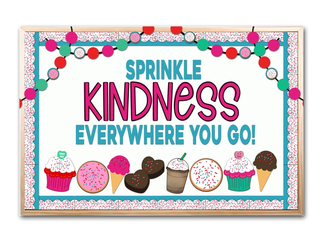 Valentine Bulletin Board Kit, Sprinkle Kindness Bulletin Board Kit ...