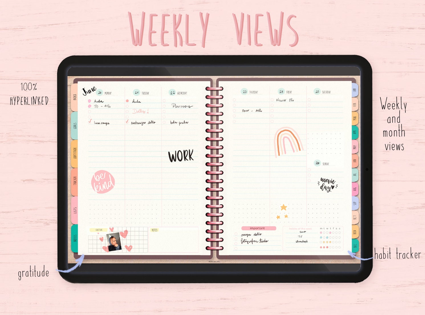 Undated Digital Goodnotes Planner, 260 Stickers, Goal Setting + Habit ...