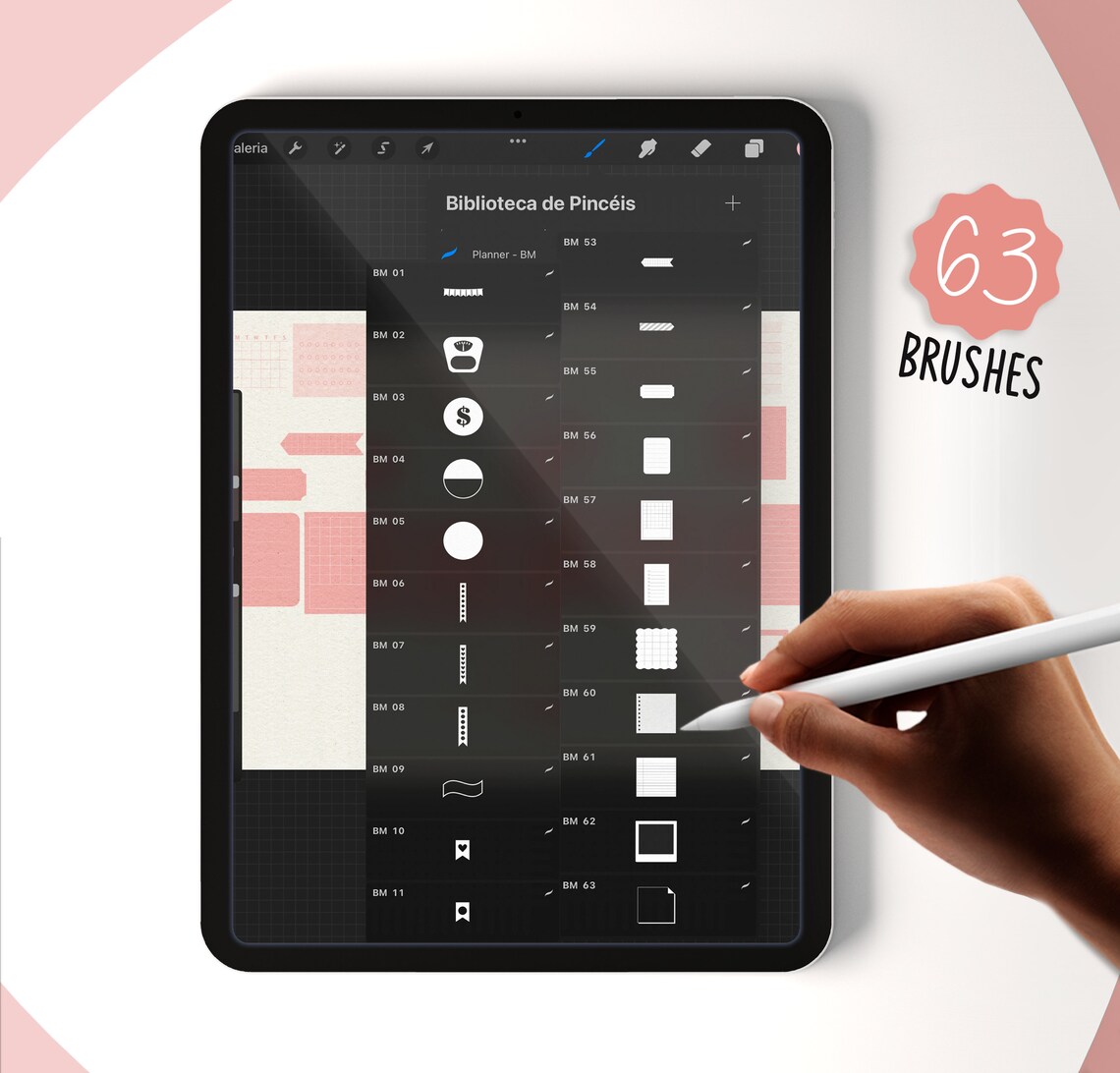 63 Brushes for Digital Planner | Procreate Stamps Brushes | Procreate ...