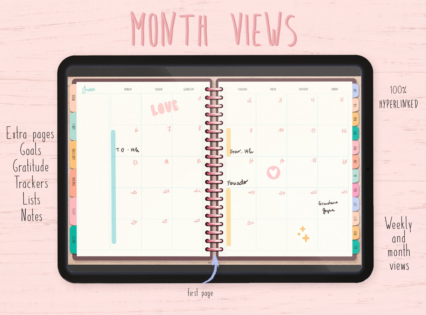 Undated Digital Goodnotes Planner, 260 Stickers, Goal Setting + Habit ...