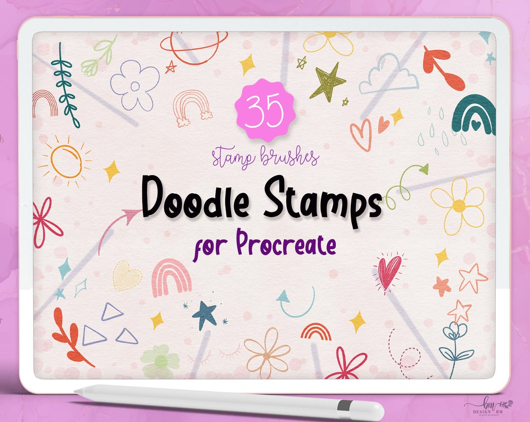 Hand Drawn Procreate Doodle Stamps | Bundle of Cute Doodle Stamps for ...