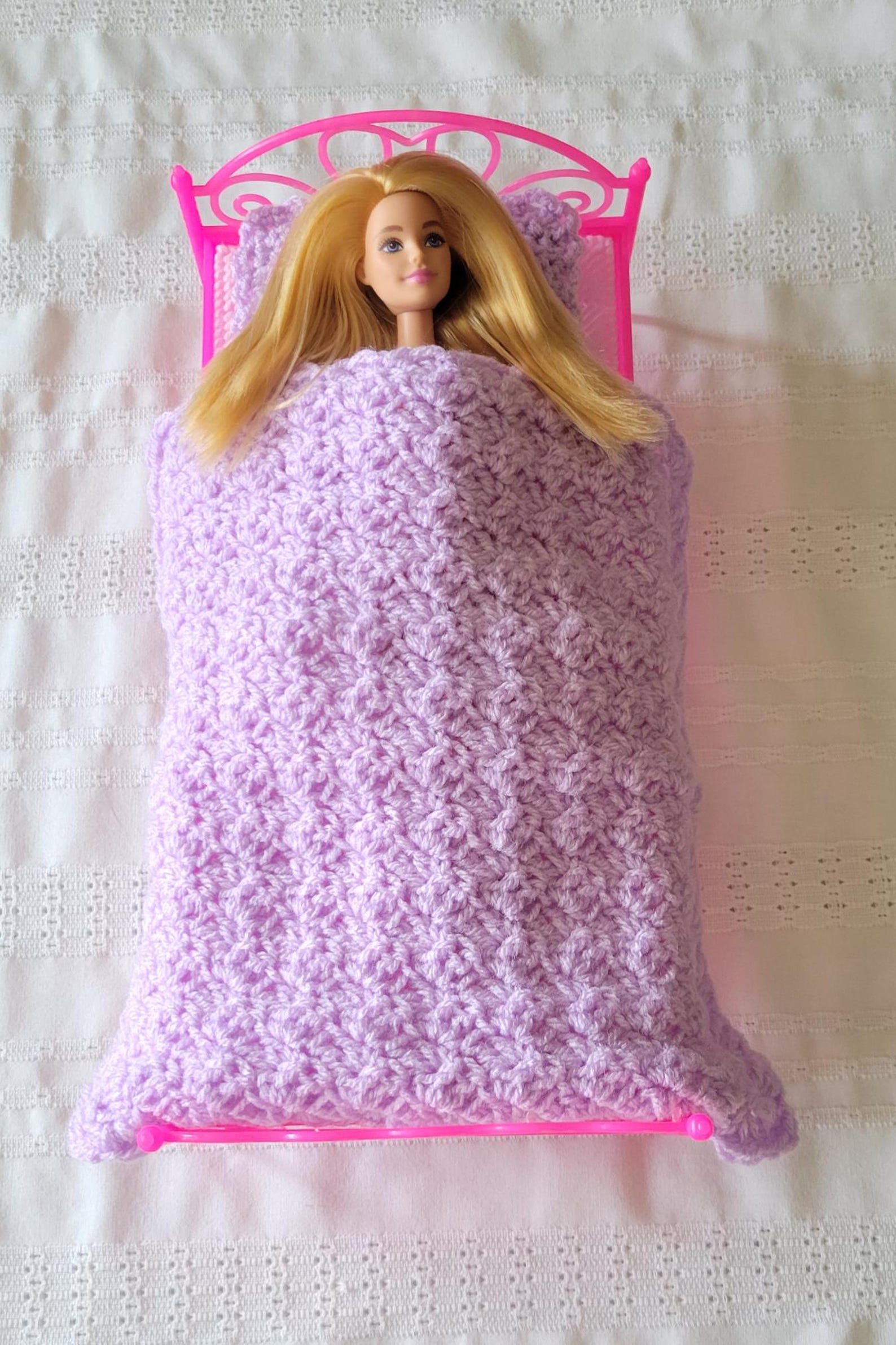 Crocheted Barbie Doll Pillow and Blanket Set - Etsy