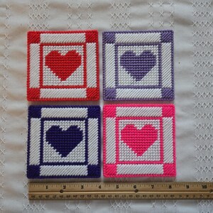 Individual Heart Coasters/drink Coaster/plastic Canvas Coaster ...