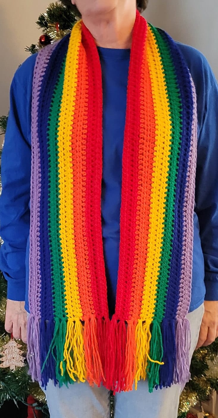 Crocheted Rainbow Scarf/wrap Around Scarf/lgbtq Pride - Etsy
