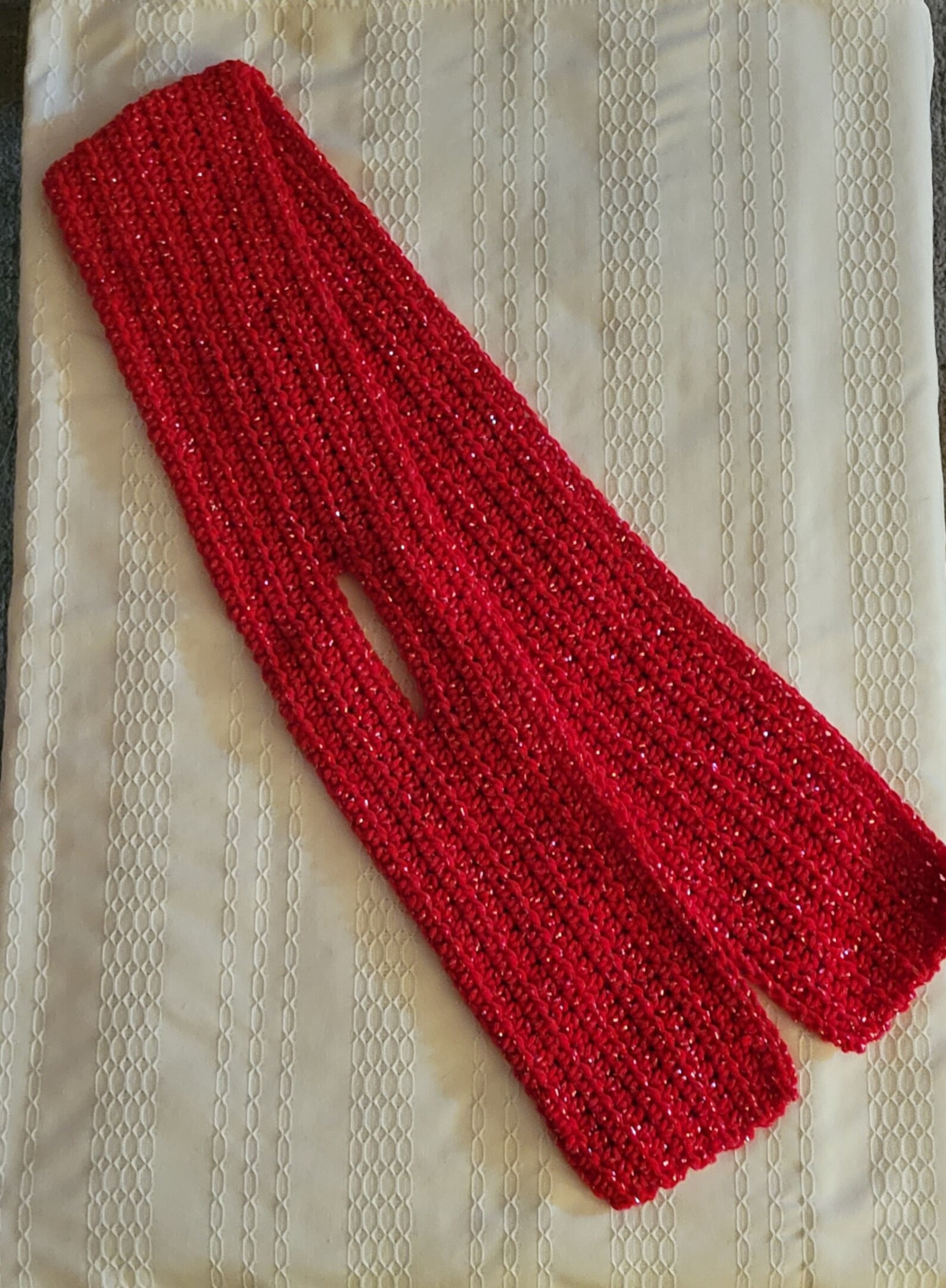 Crocheted Red Scarf With Silver Glitter - Christmas, Valentine's Day - Etsy