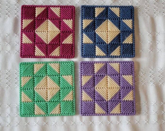 Plastic Canvas Coasters/set of 4 - Etsy