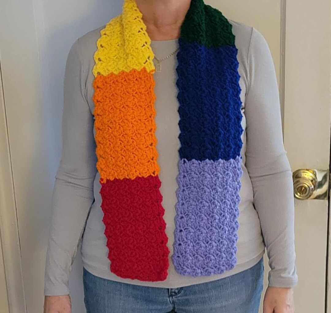 Crocheted Rainbow Scarf/wrap Around Scarf - Etsy