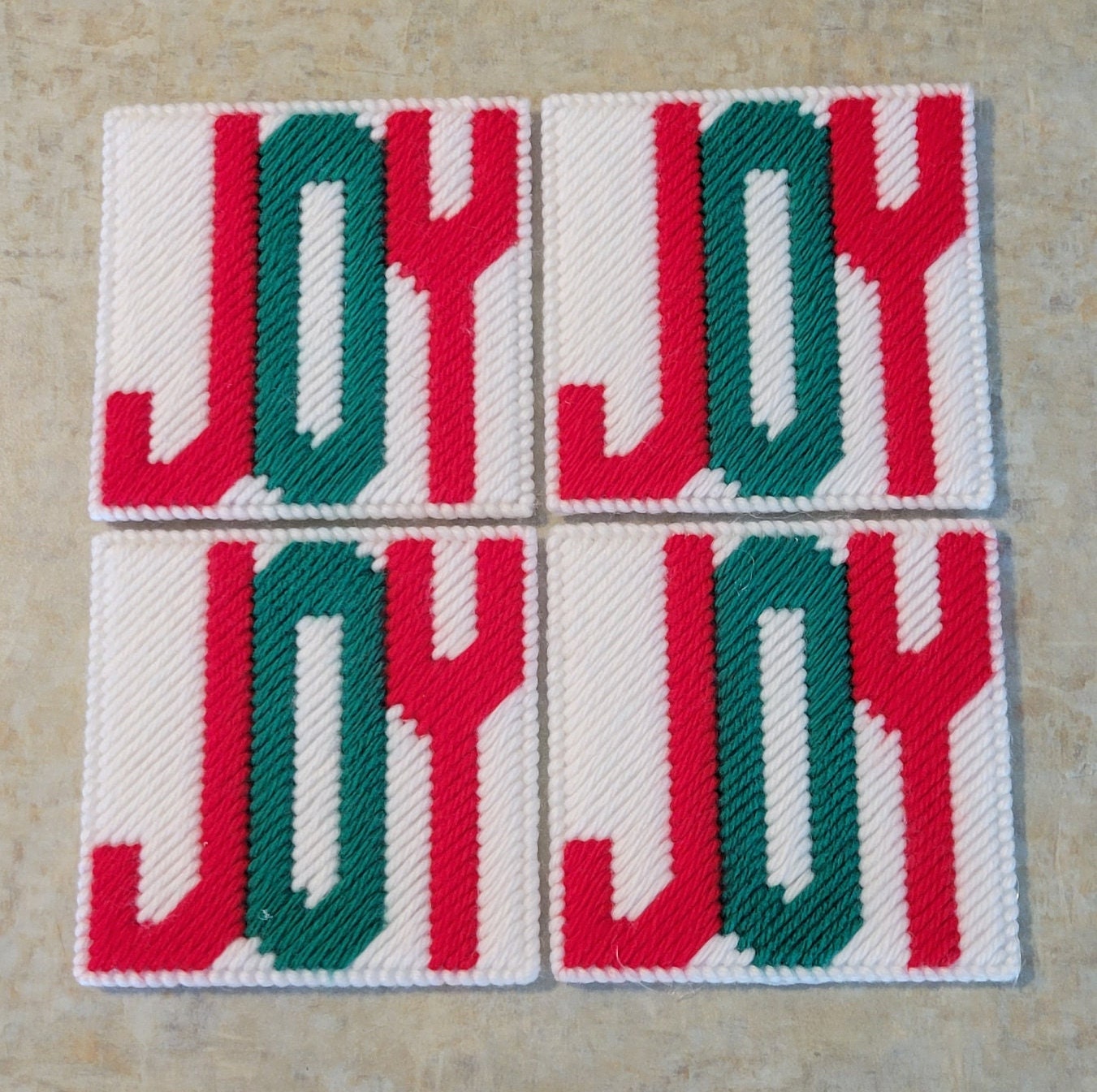 Plastic Canvas Coasters/rainbow Coasters/christmas Coasters/joy ...