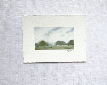 Original Watercolor, Landscape PAINTING, Mini Art, Trees, Artwork by ...