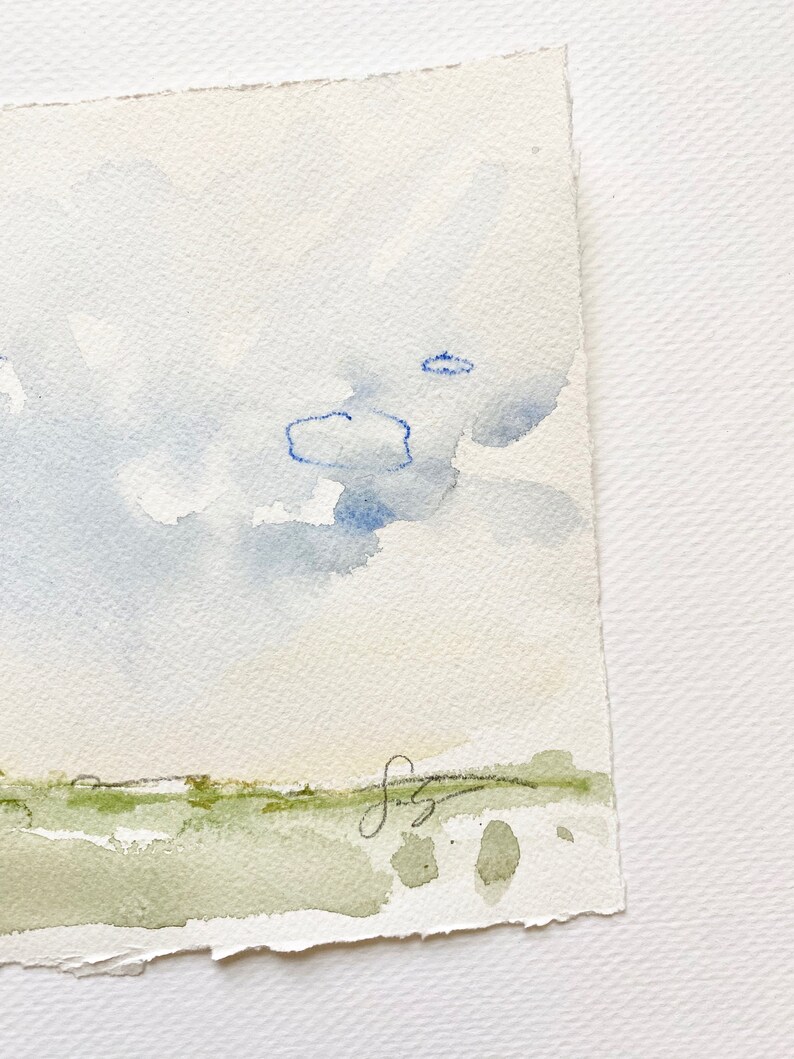 Land Sky No. 1, Original Watercolor, Abstract Artwork, Painting, Blue ...