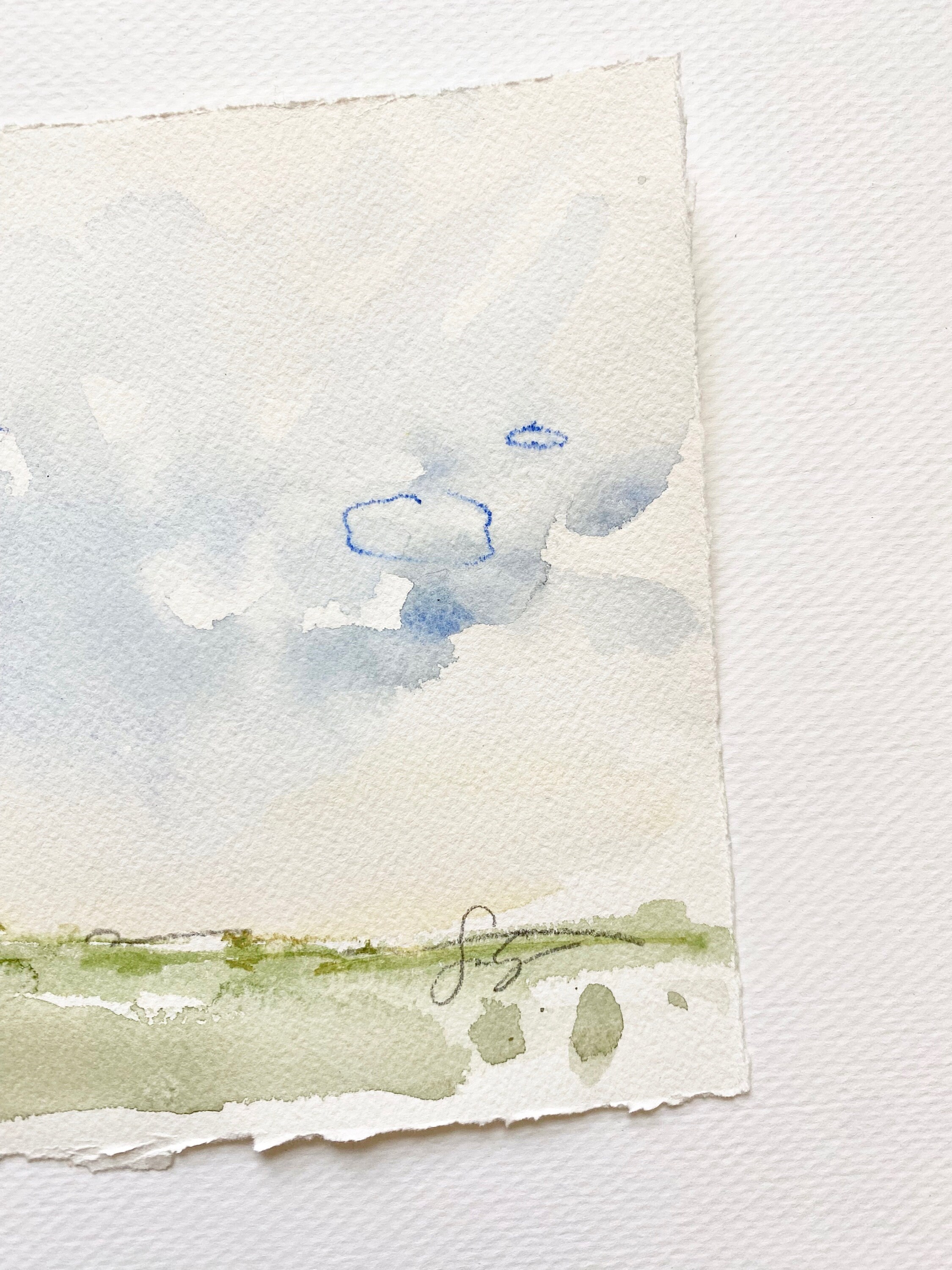 Land Sky No. 1, Original Watercolor, Abstract Artwork, Painting, Blue ...