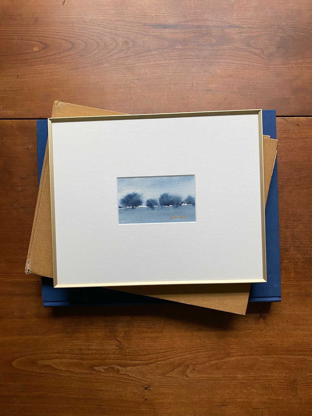 Original Watercolor Art, Blue Summer No. 1, Landscape PAINTING, Framed ...