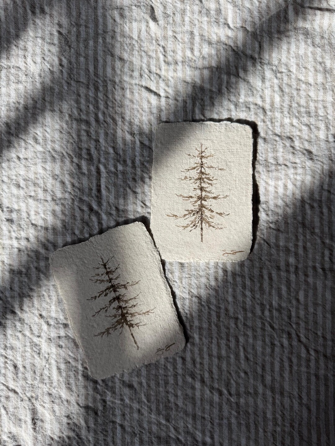 Watercolor TREE ART Sketches on Handmade Paper, Two Tree Studies, Sold ...