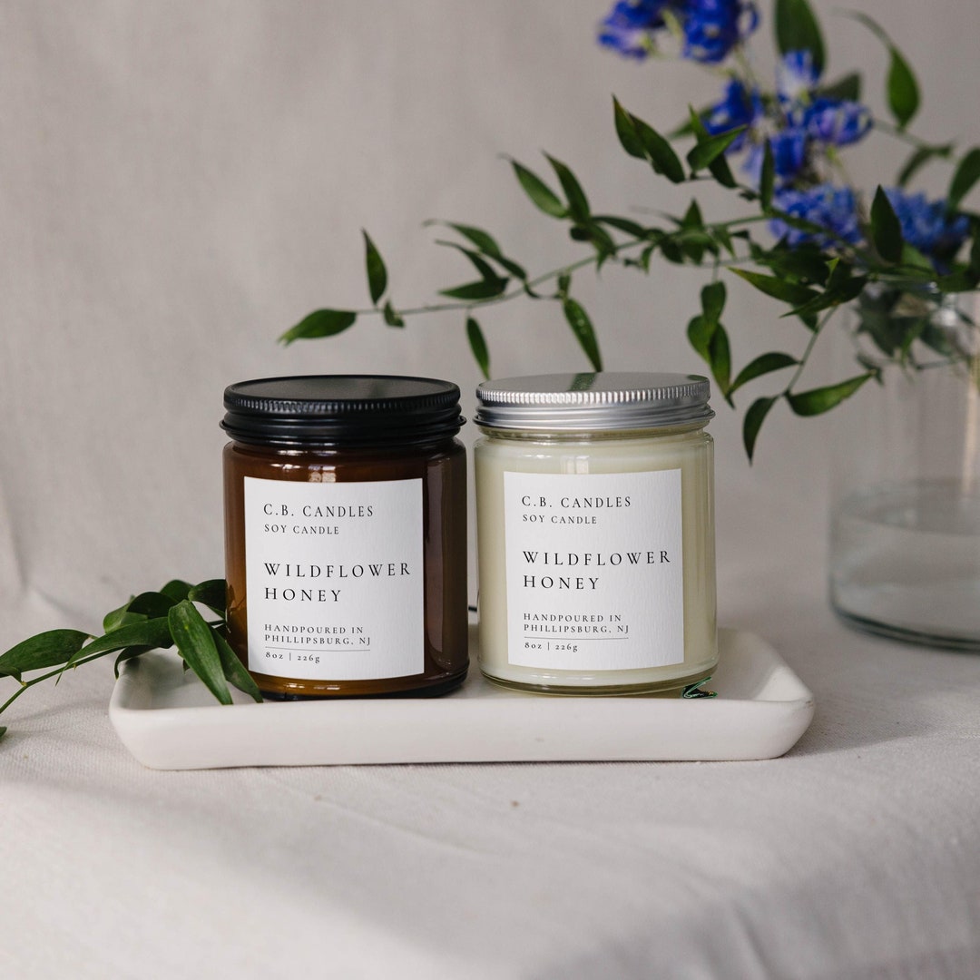 Wildflower Honey, 100% Soy Candle, Handmade, Floral Scent, Eco-friendly ...