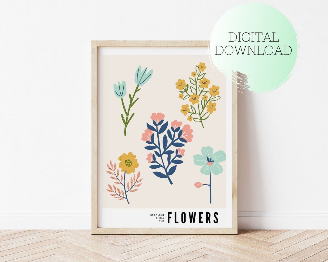 PRINTABLE FLOWERS POSTER, Wild Flowers Print, Printable Nursery Poster ...