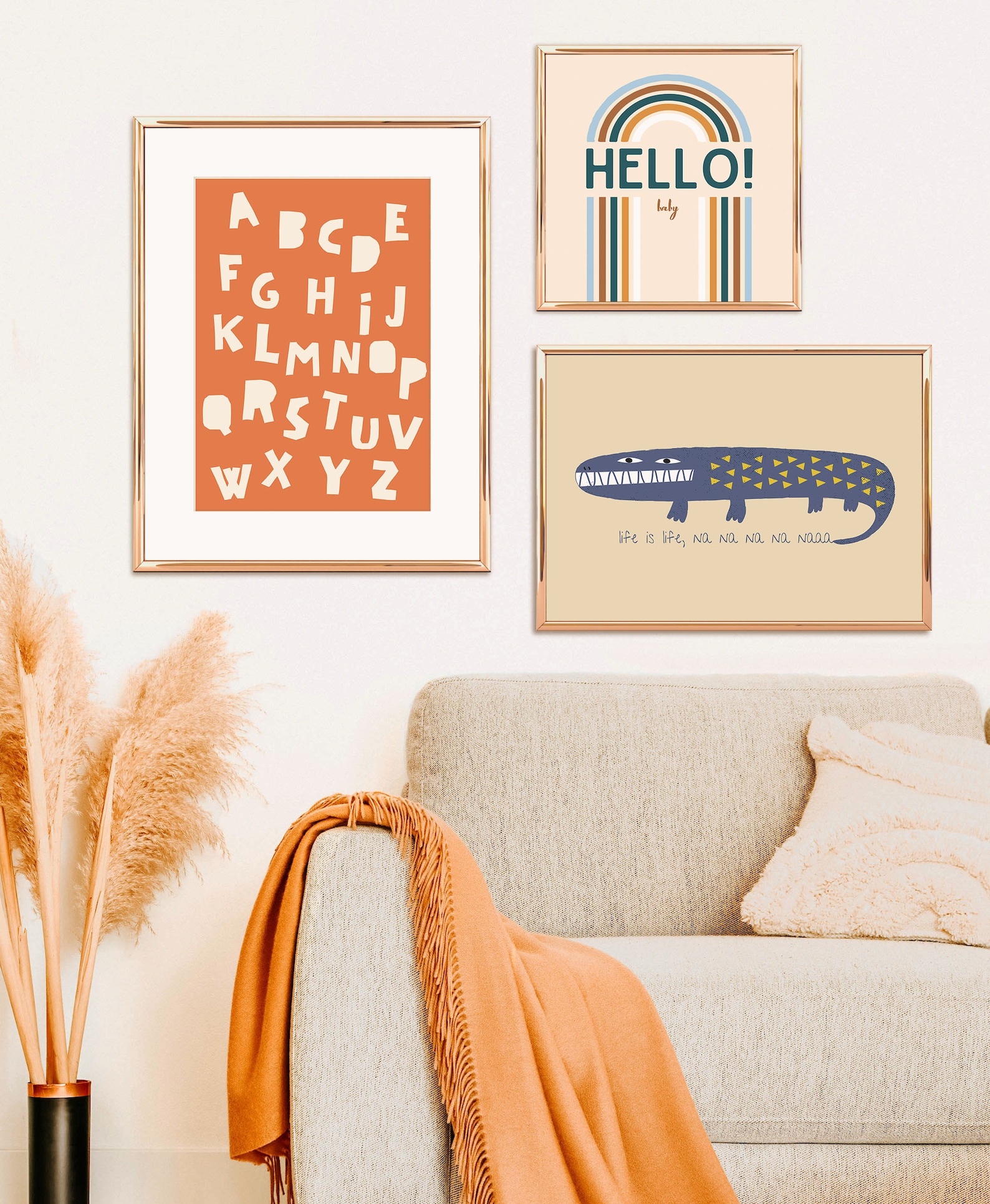 PRINTABLE Alphabet Wall Decor, Alphabet Poster, Rust Kids Room Decor ...