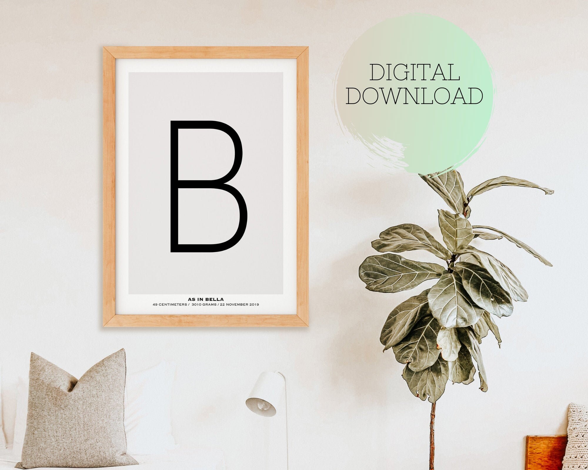 PRINTABLE BIRTH POSTER Baby Posterletter Print Initial - Etsy