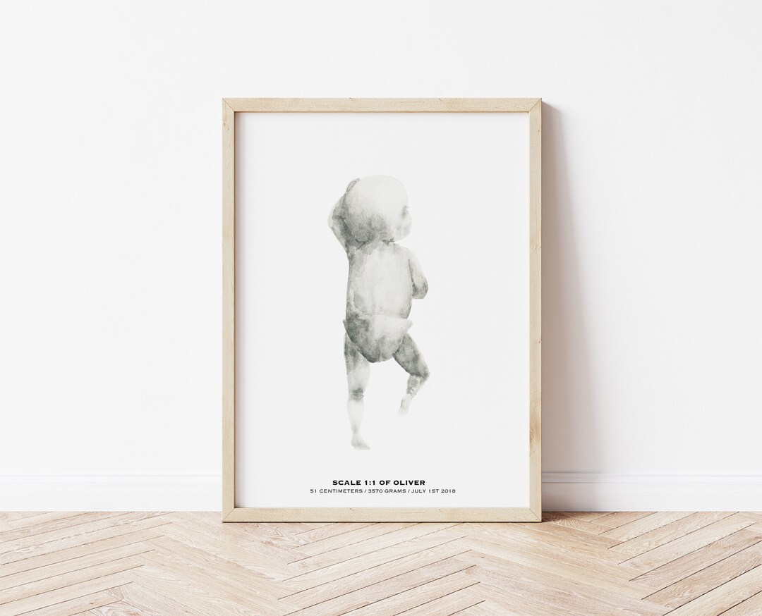 BIRTH POSTER, Personalised Baby Poster, Illustration of a Newborn in ...