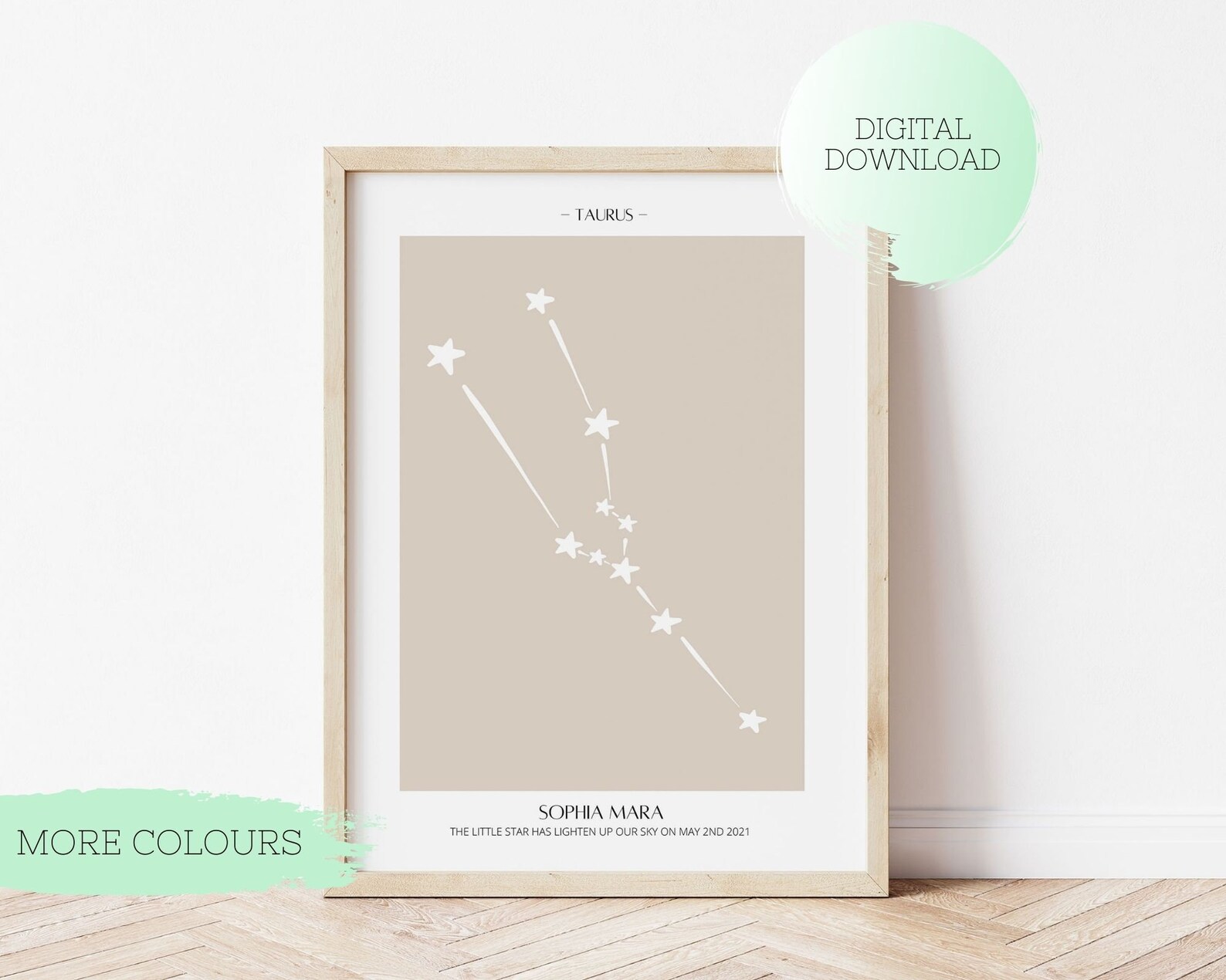 TAURUS ZODIAC Birth Poster, Custom Zodiac Poster, Printable TAURUS ...