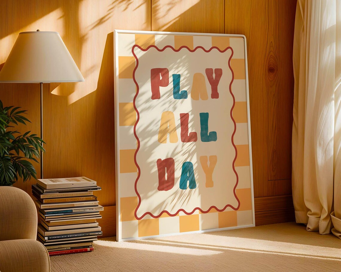 Play All Day PRINTABLE POSTER, Playroom Decor, Printable Wall Art ...