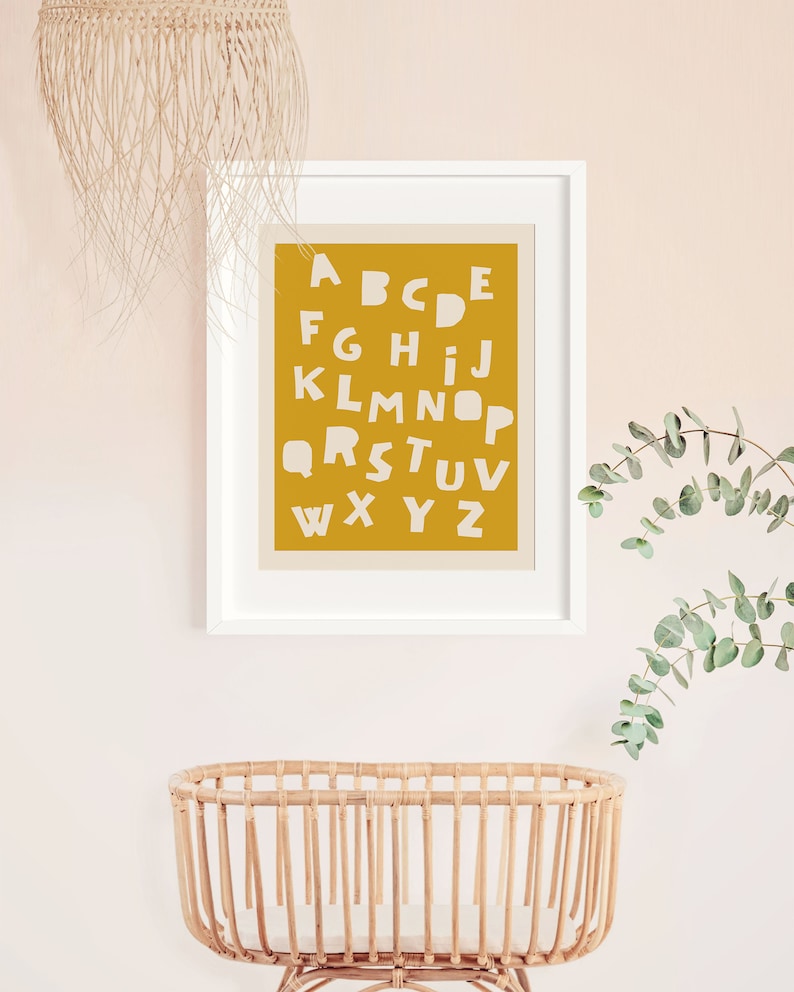 PRINTABLE Alphabet Wall Decor Alphabet Poster GOLD Kids Room - Etsy