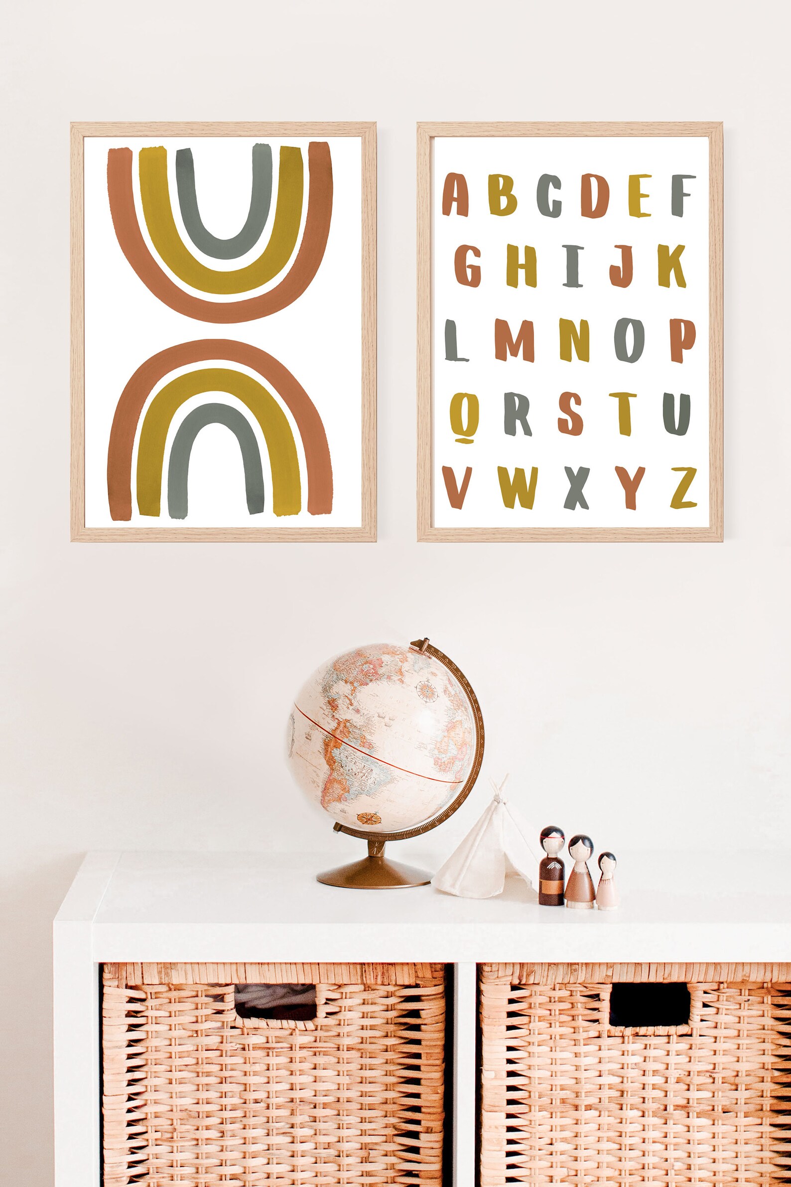 PRINTABLE ALPHABET POSTER Earthy Tones Nursery Decor Gender - Etsy