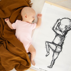 Personalised Baby Poster, Illustration of a Newborn in Scale 1:1, Birth ...