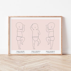 BIRTH POSTER, Trio Birth Poster, Three Kids Poster, PRINTABLE Baby ...