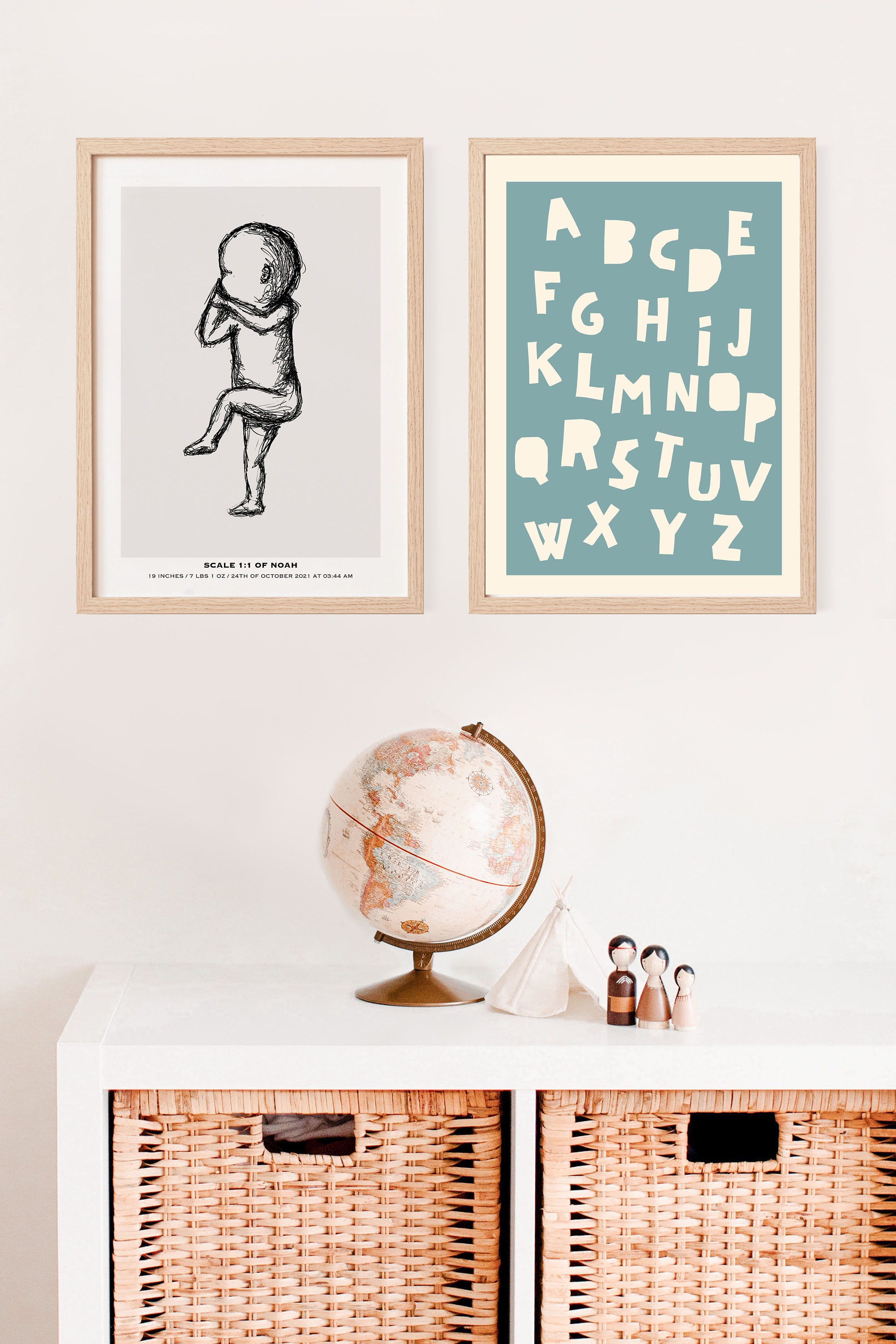 PRINTABLE PERSONALISED BIRTH Poster, Newborn Illustration in Scale 1:1 ...
