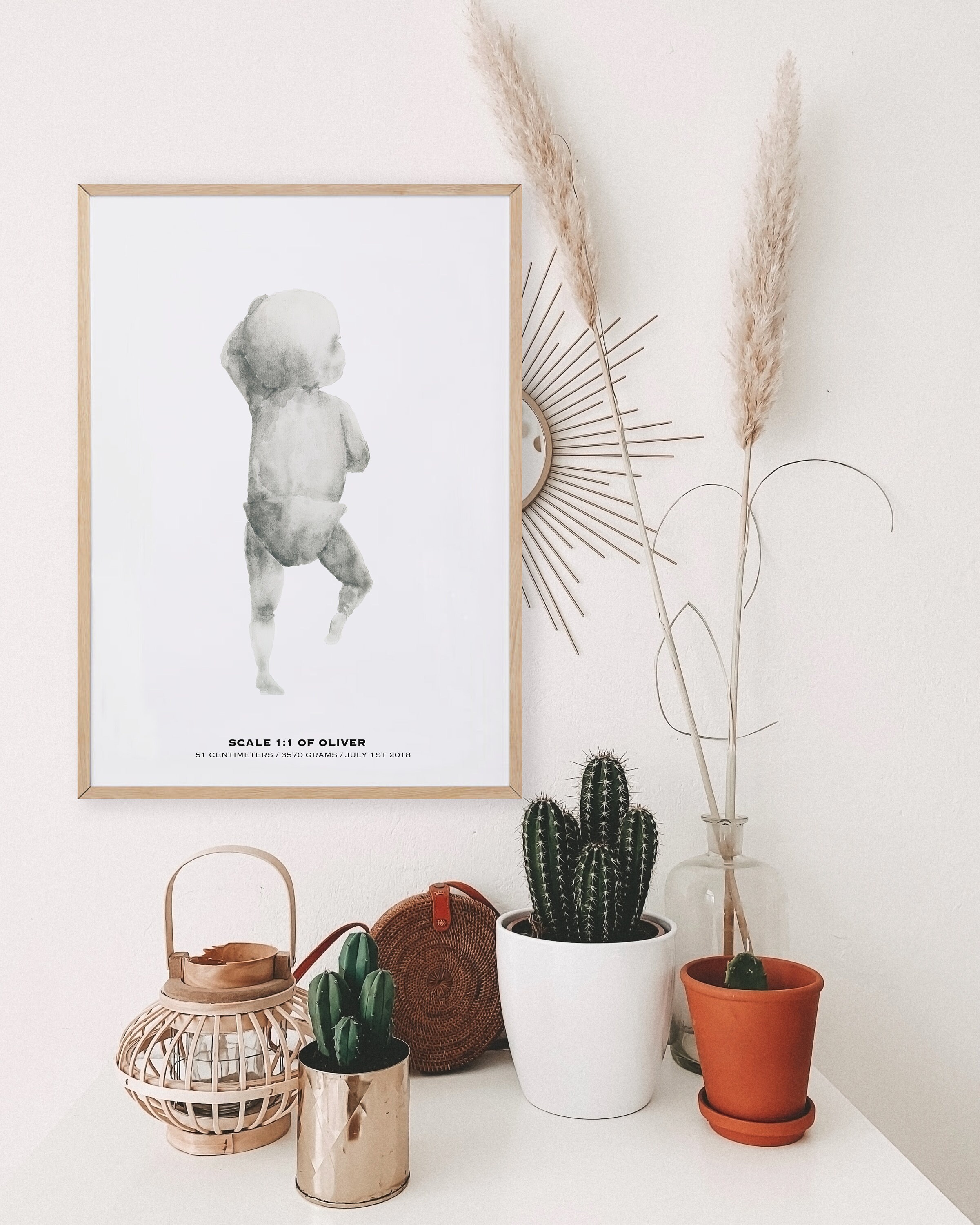 BIRTH POSTER, Personalised Baby Poster, Illustration of a Newborn in ...