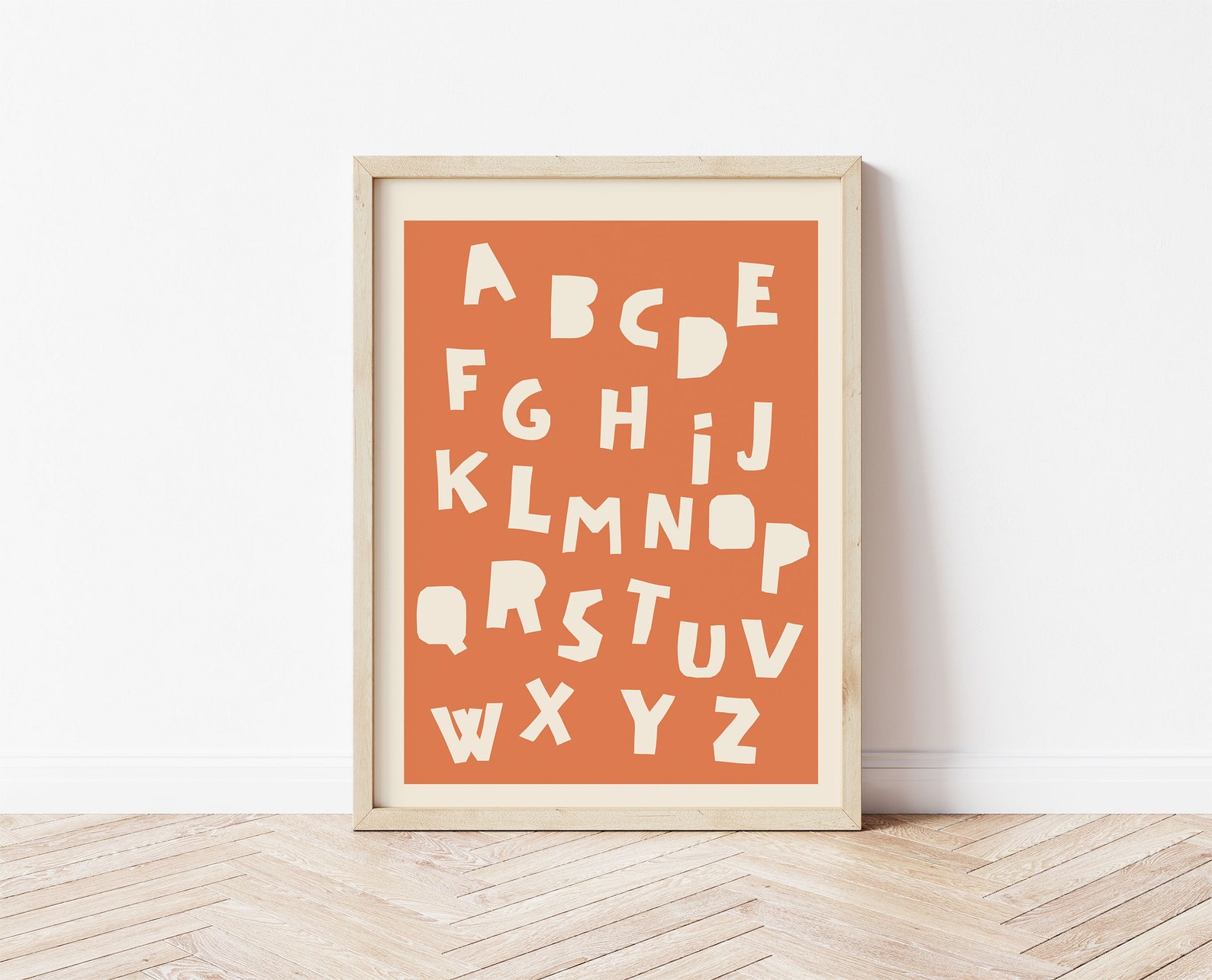 PRINTABLE Alphabet Wall Decor, Alphabet Poster, Rust Kids Room Decor ...