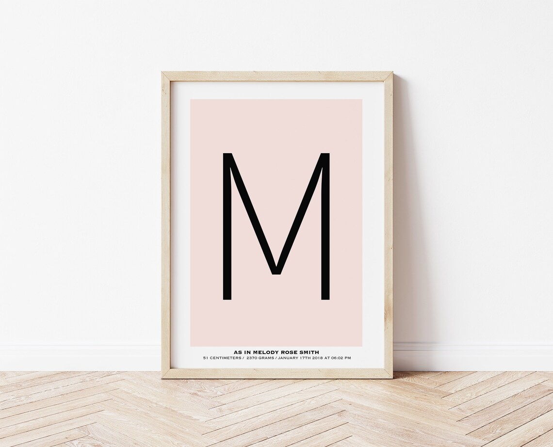 PRINTABLE BIRTH POSTER Baby Posterletter Print Initial - Etsy