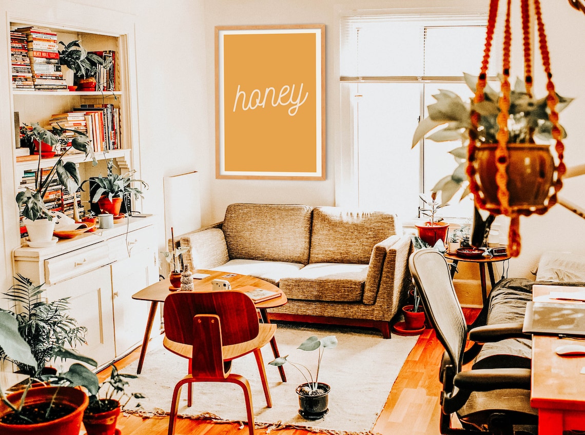 PRINTABLE HONEY Poster, HONEY Print, Mustard Honey Print, Mustard ...