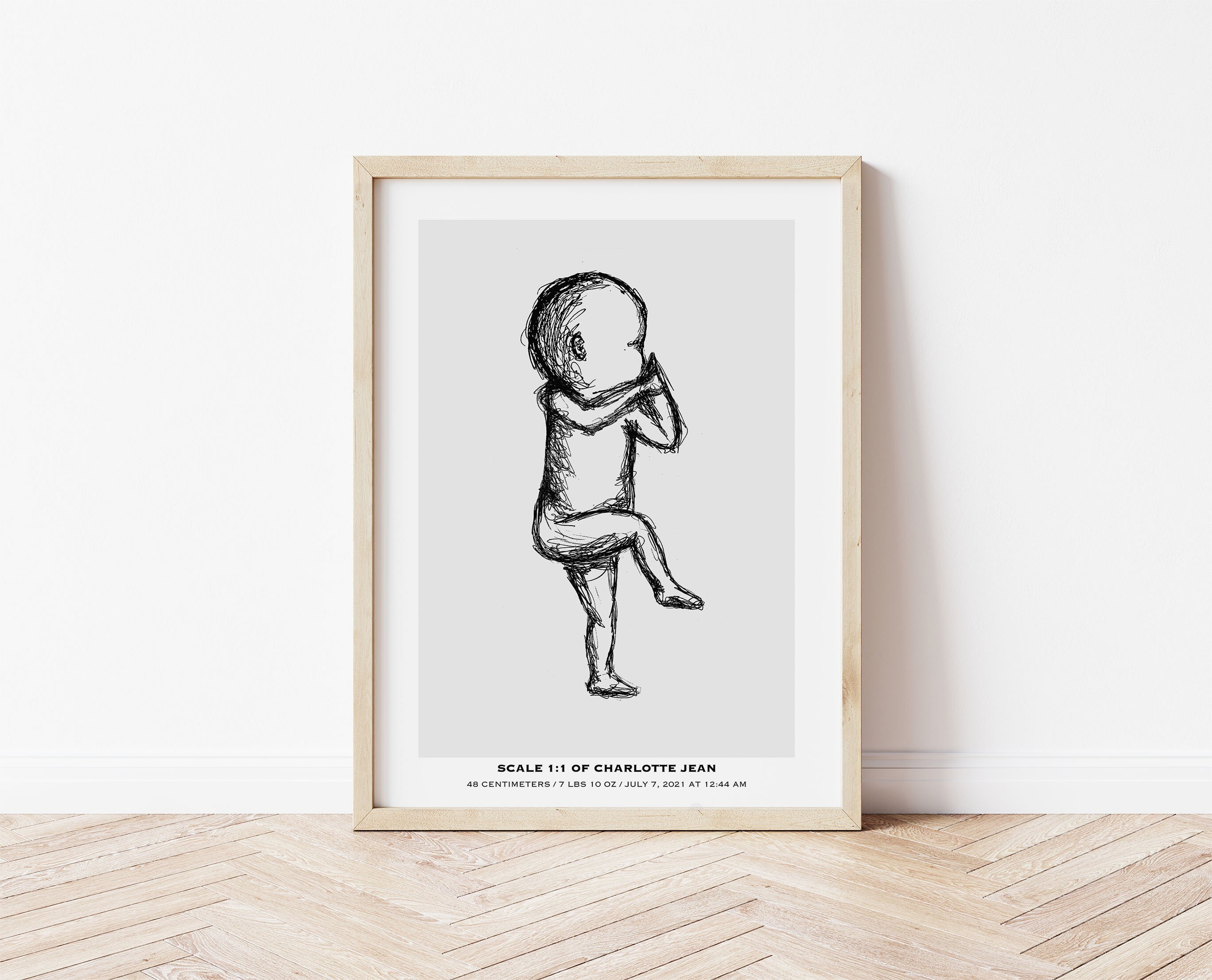 PRINTABLE PERSONALISED BIRTH Poster, Newborn Illustration in Scale 1:1 ...