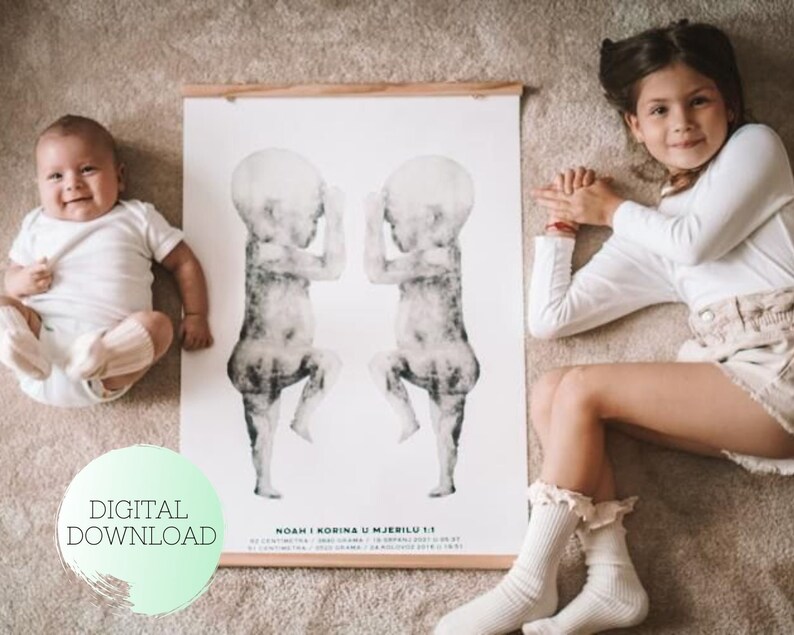 PRINTABLE Baby Poster, Twins Birth Poster, Personalised Birth Poster ...