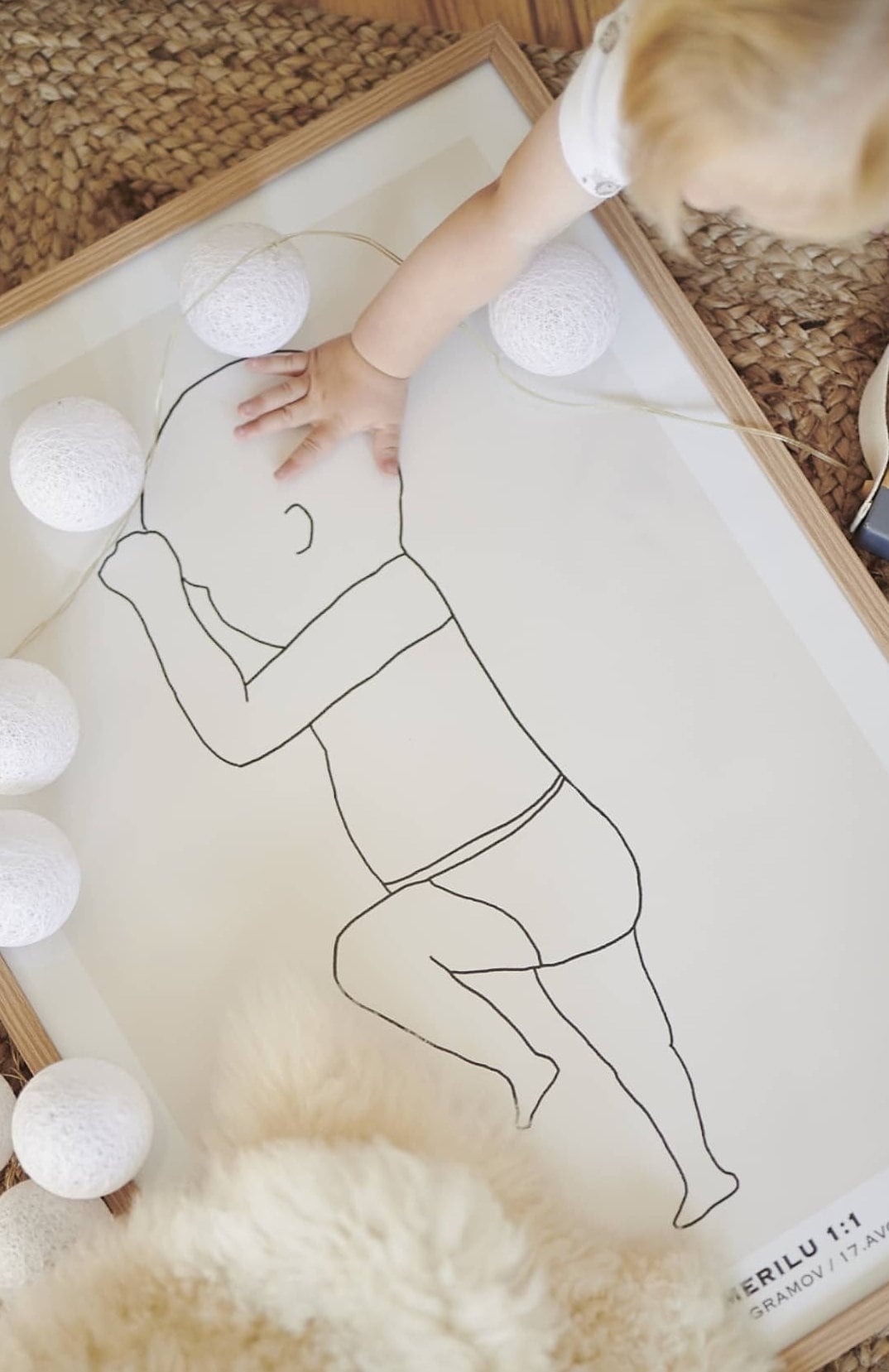 Personalised Baby Poster, Illustration of a Newborn in Scale 1:1, Birth ...