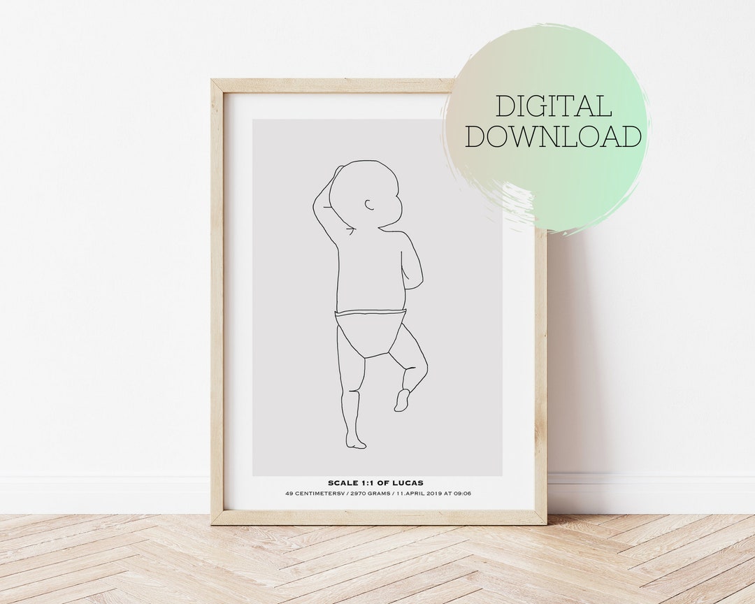 PRINTABLE Baby Poster, Personalised Birth Poster, Newborn in Scale 1:1 ...